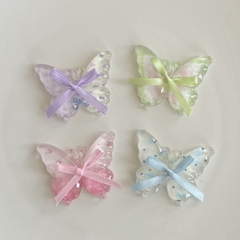 Cute Transparent Butterfly Shoe Charms with Pink Bow Design for Women's ...