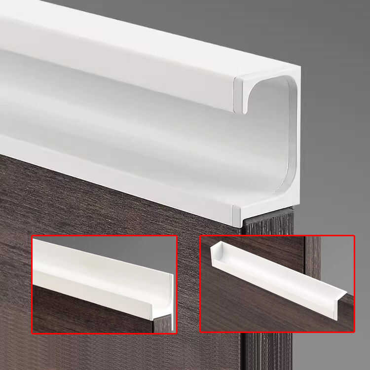 Warm White Hidden Cabinet Pulls Drawer Knobs 100Mm-600Mm Long Furniture ...