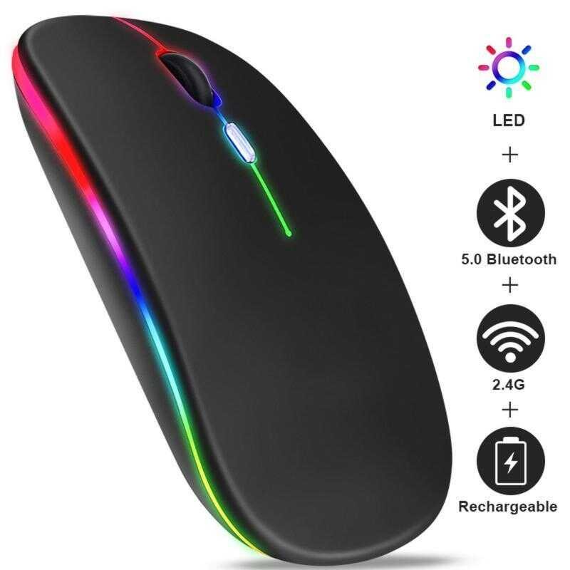 Wireless Mouse Bluetooth And 2.4Ghz USB Receiver Optical Slim ...