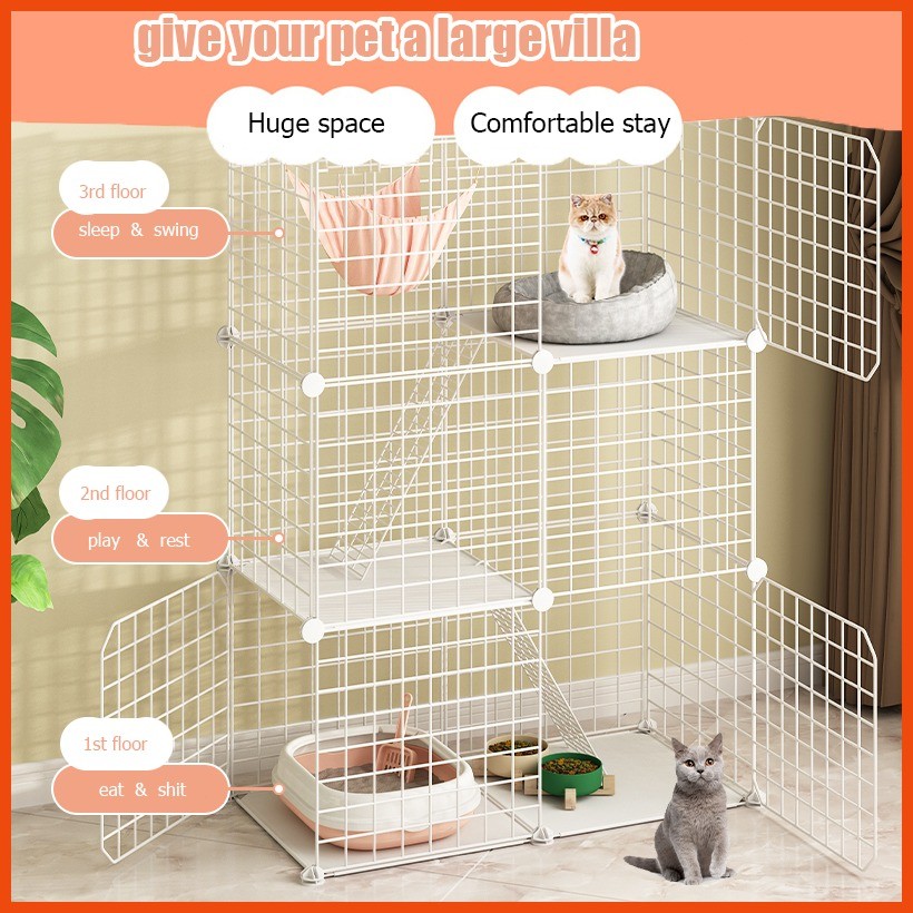 Cat Cage 2/3 Layer Pet Cage Foldable Sturdy Pet Furniture Cat Cages Pet ...