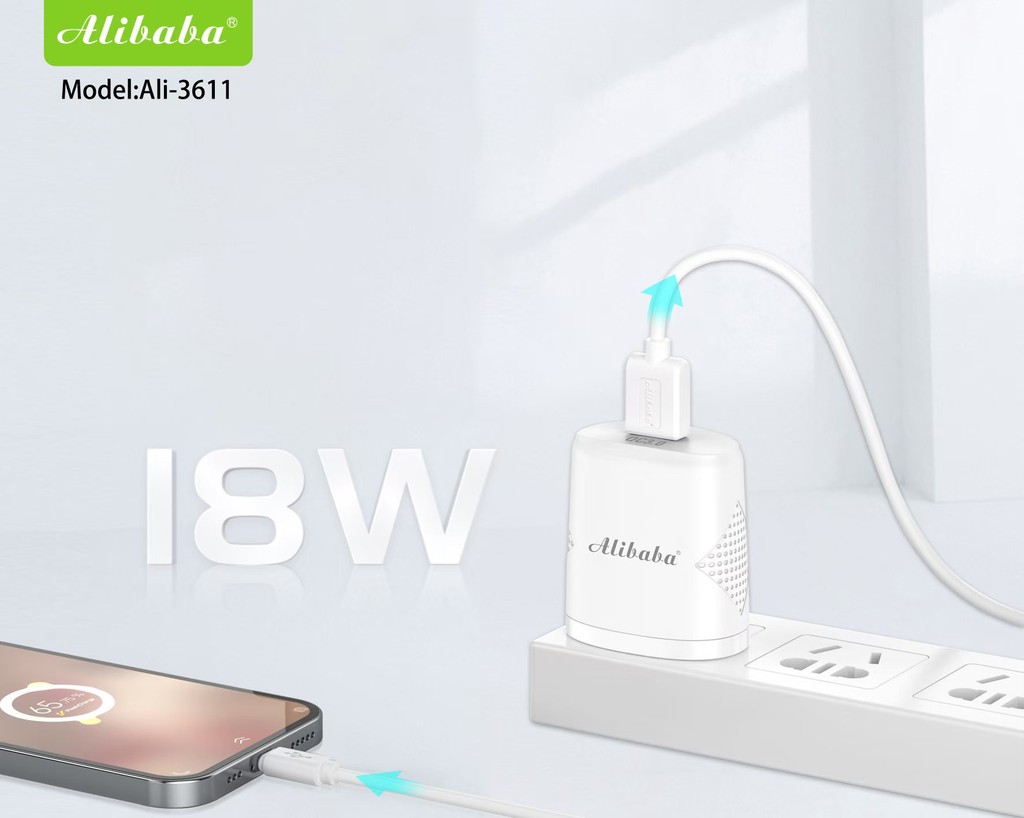 Alibaba 18W QC3.0 Super Charger + Type C Cable Combo Smart Chip Fast ...