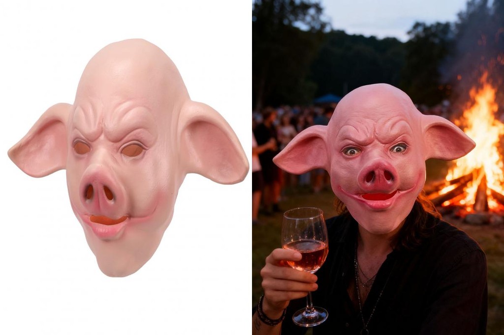 Authentic Pig Face Mask Halloween Horror Pig Head Mask Creepy Pig Head ...