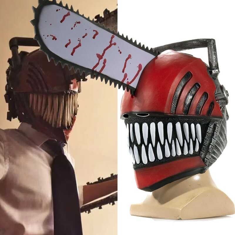 Xj Chainsaw Man Denji Cosplay Latex Mas Helmet Masquerade Halloween ...