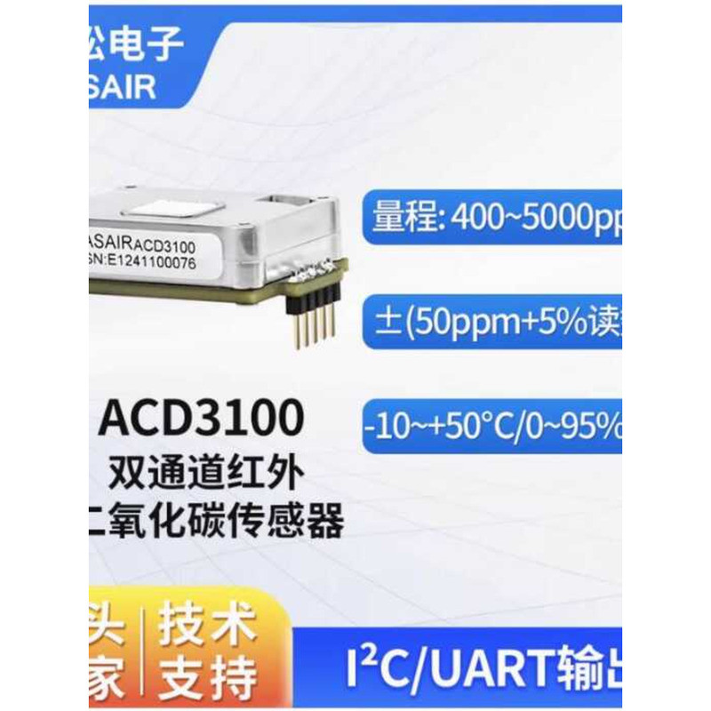 Aosong Dual-Channel Infrared Carbon Dioxide Sensor Module ACD3100 ...