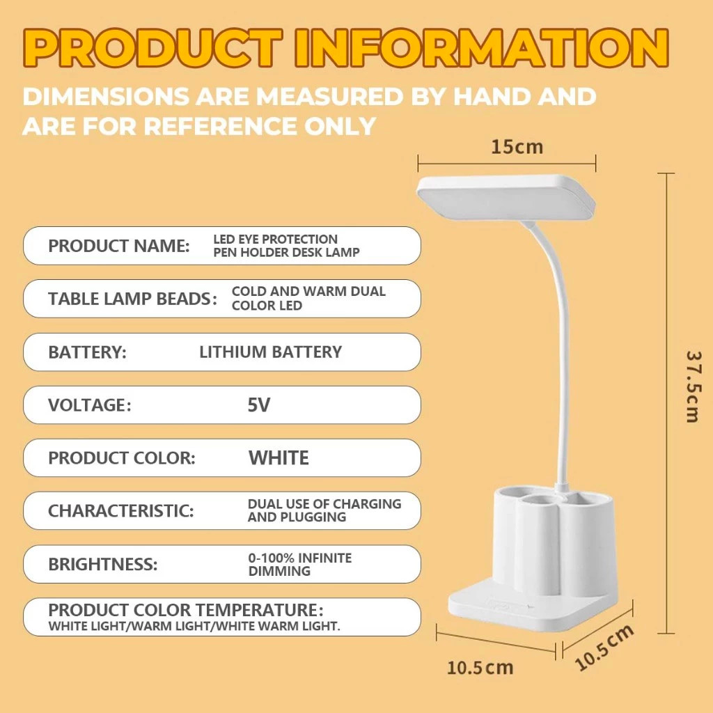LED Rechargeable Desk Lamp Shade Study Light For Bedroom Flexible Dim ...