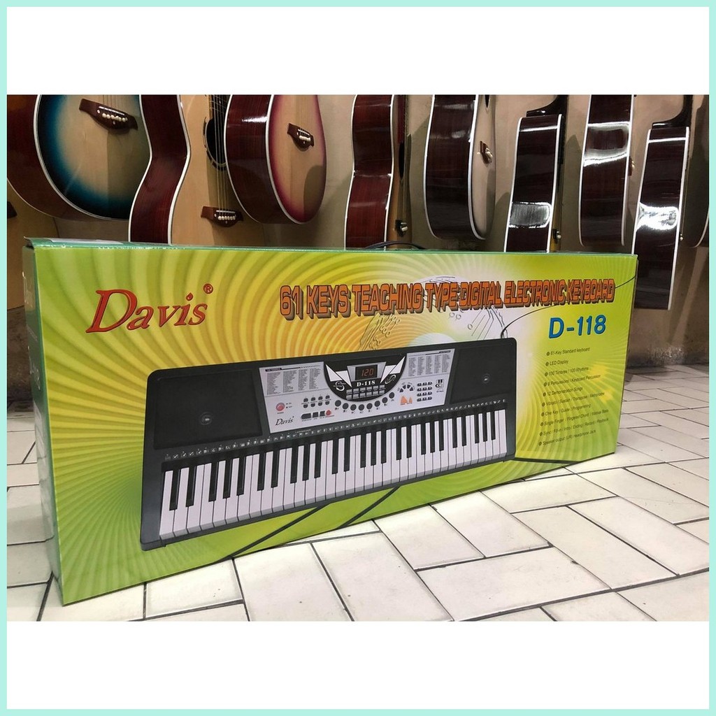 DAVIS Keyboard Piano 61 Key D-118 (Free keyboard Stand, Adapter, Book ...