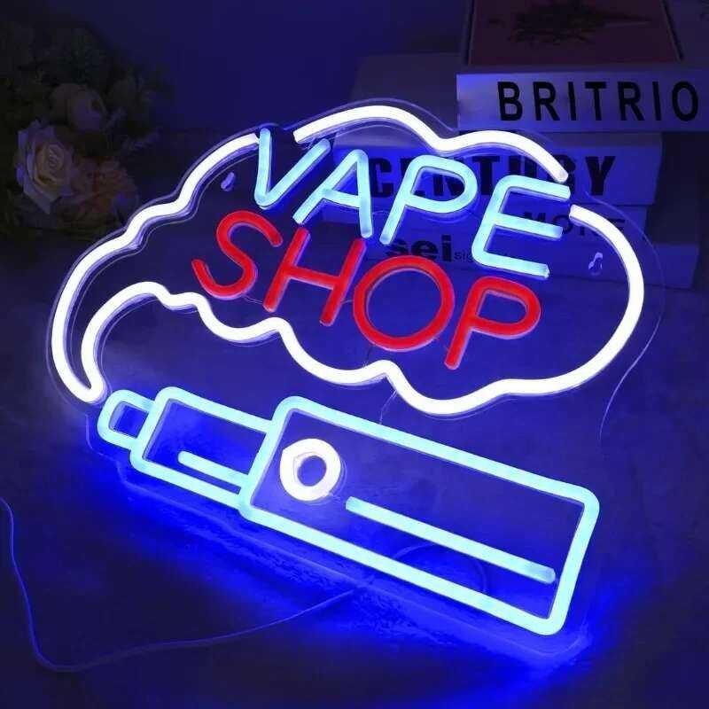 VAPE LED SHOP Neon Cigar Store Window Display Garage Man Cave Wall Art ...