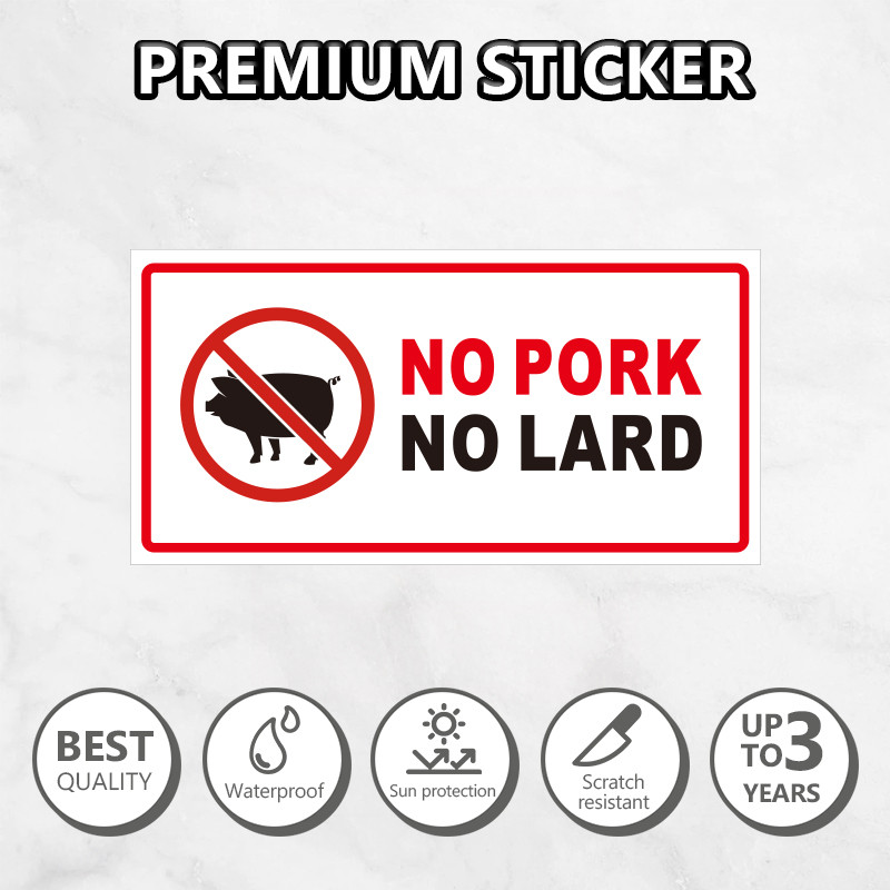 No Pork No Lard Sign PVC Sticker Restaurant Food Court Sticker Tiada ...