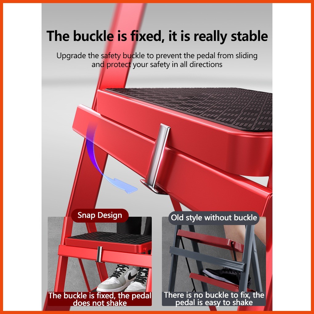 Ladder Foldable Aluminum 3/4 steps Carbon Steel Thicker heavy duty ...