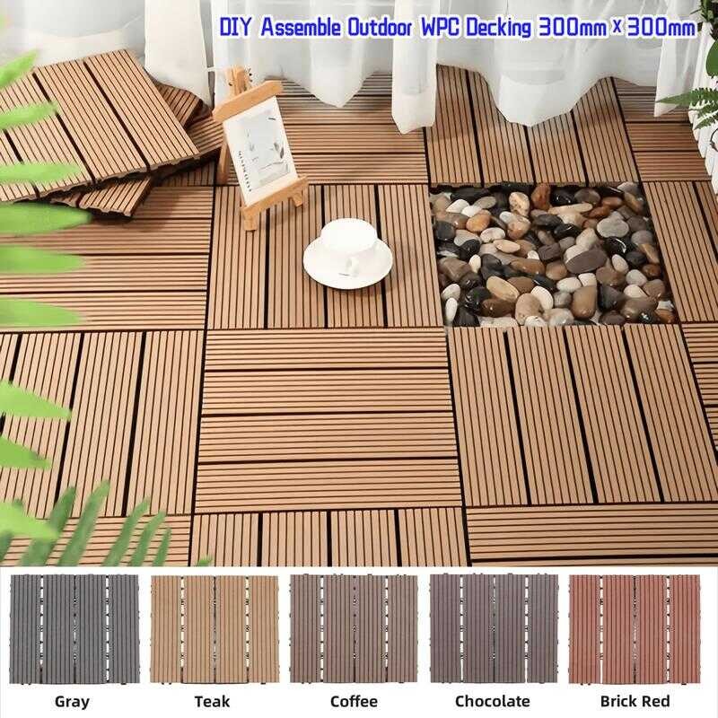 DIY Assemble Outdoor WPC Decking-Durable Plastic Wood Grain Easy ...