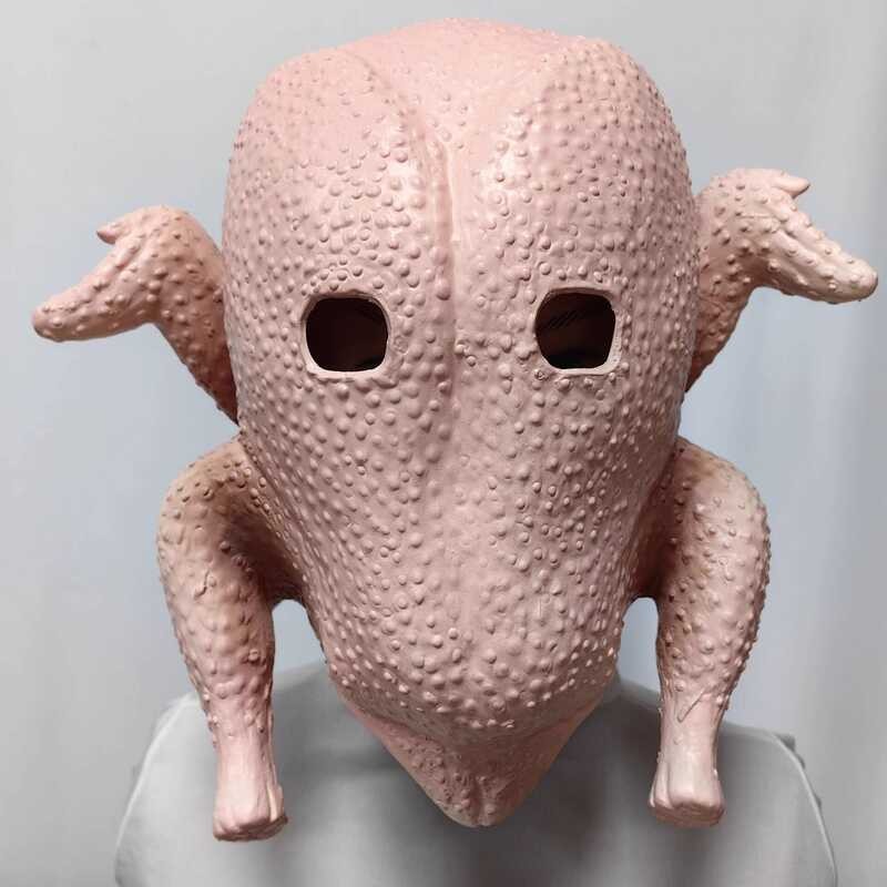 Halloween Funny Chicken Turkey Mask Animal Latex Naked Chicken Headgear ...