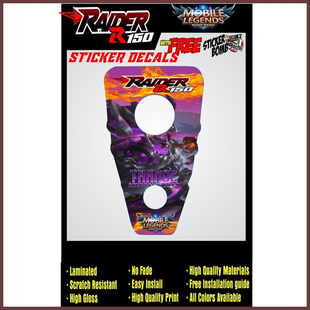 ⇩ Raider 150 Reborn Carb Gas Tank Decal Sticker Mobile Legend Edition ...