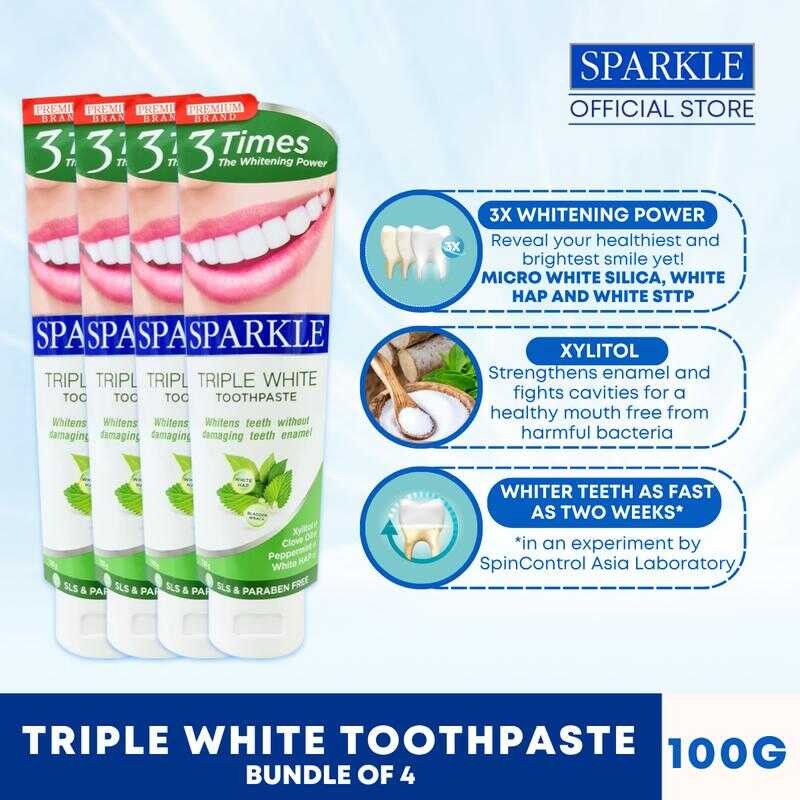 SPARKLE Triple White Healthy Whitening Toothpaste 100G (Bundle Of 4 ...
