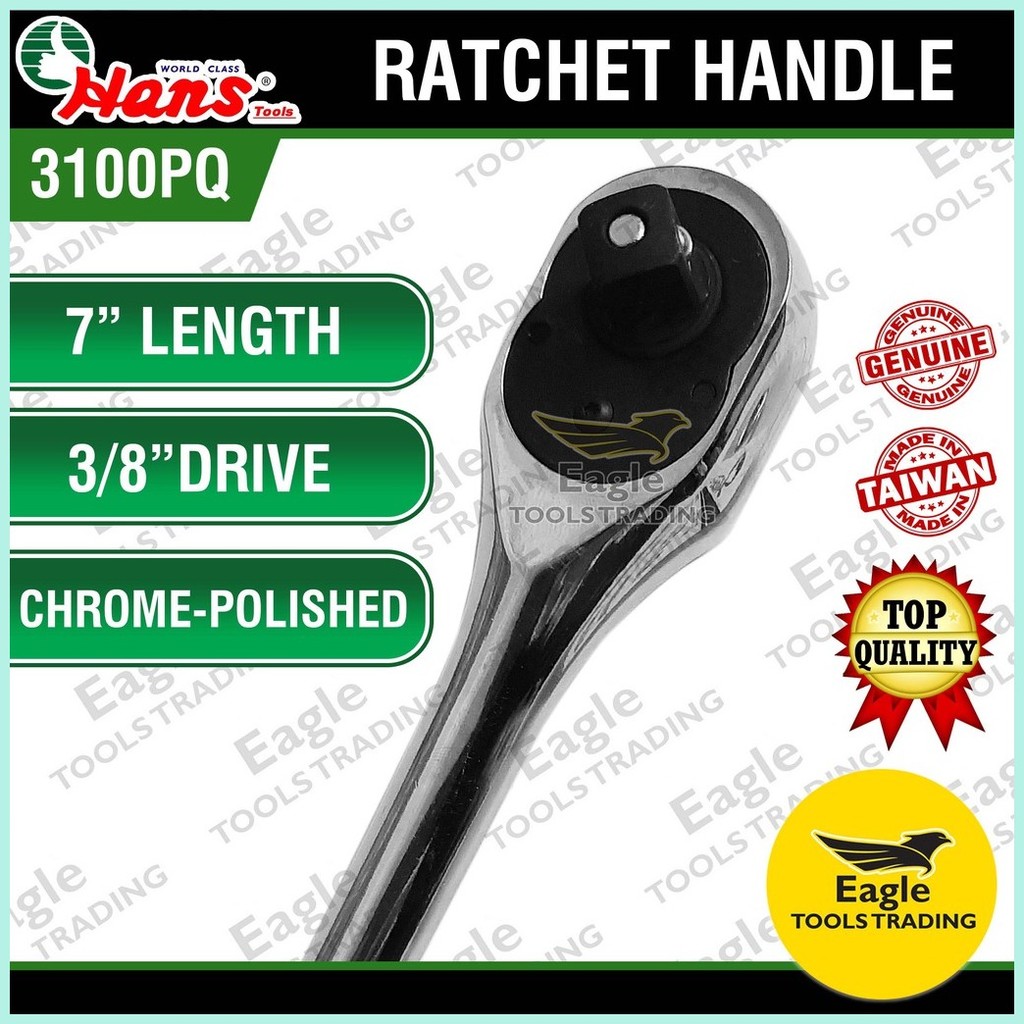 Hans Ratchet Handle 3100PQ 3/8 inch Drive Ratchet Handle 7 inch Long ...