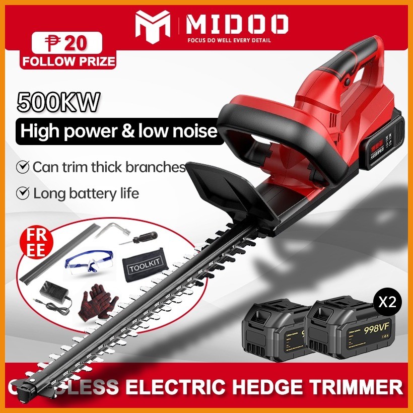 MIDOO Cordless Electric Hedge Trimmer 998VF Household Trimmer Li-on ...