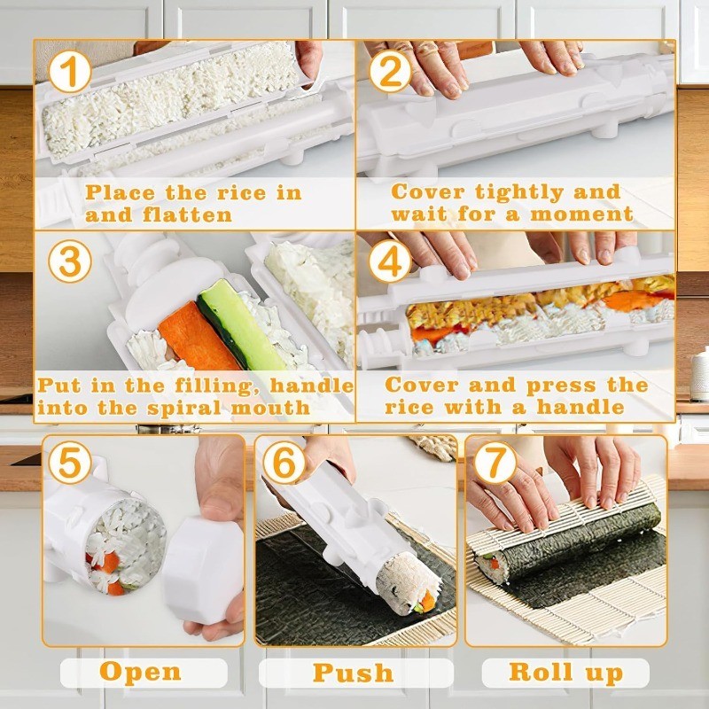 Sushi Maker Machine Roller Sushi Tool Roll Mold Making Kit Bazooka Rice ...