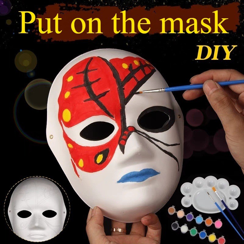 DIY White Mask Halloween White Plain Paper Full Face Opera Masquerade ...