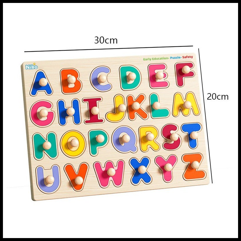 NIKO ABC Letter Digital Puzzle Wooden Toys For Kids Alphabet Number ...