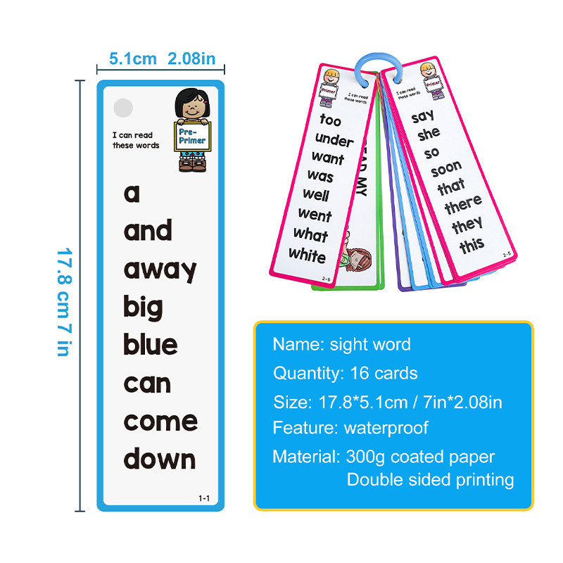 16Pcs Dolch Sight Word English Sight Words Flashcards Sight Words Card ...