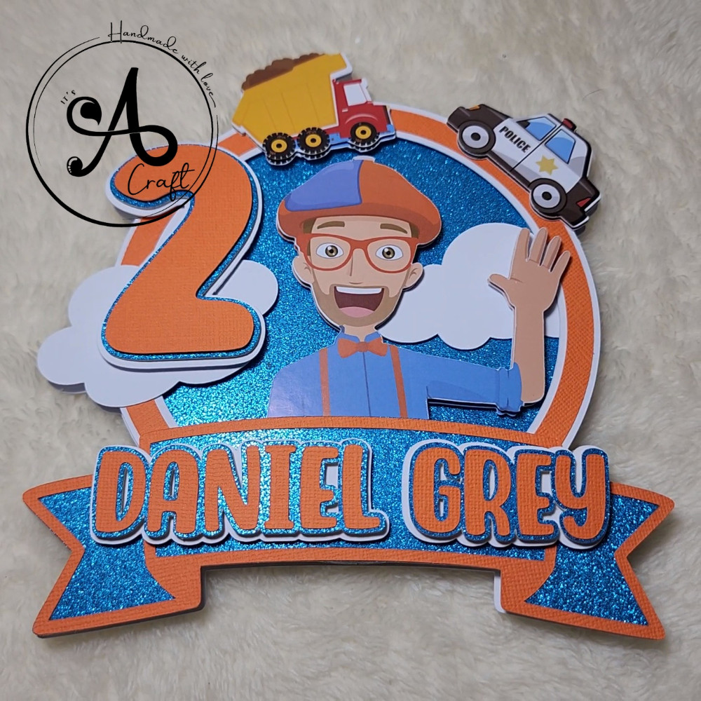 Personalized Cake Topper | Blippi Theme Cake Topper | Customized Cake ...