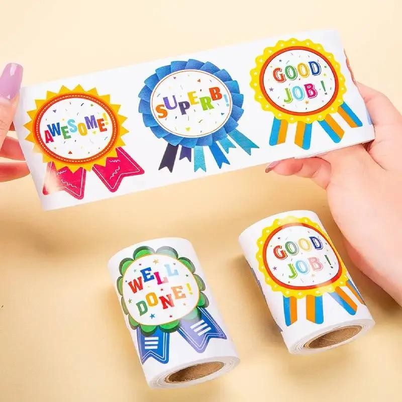 100pcs/roll Children's Medal Reward Sticker Adhesive Corsage Sticker ...