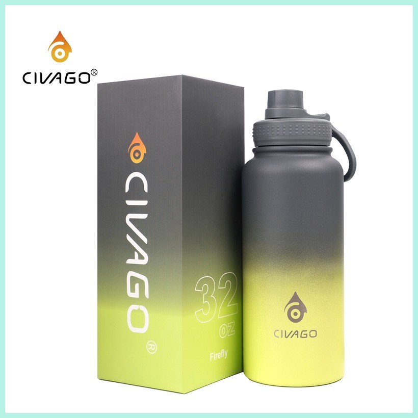 CIVAGO 32oz FireflyTumbler Wide Mouth with Cap Lid Vacuum Insulated ...