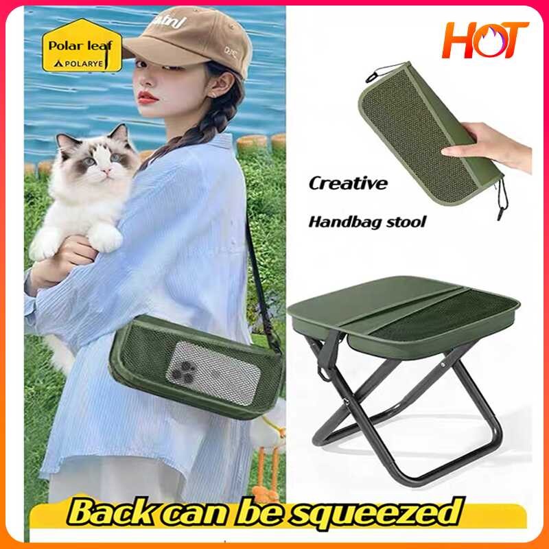3 Outdoor Backpack Stool Double-Layer Storage Portable Folding Canvas ...