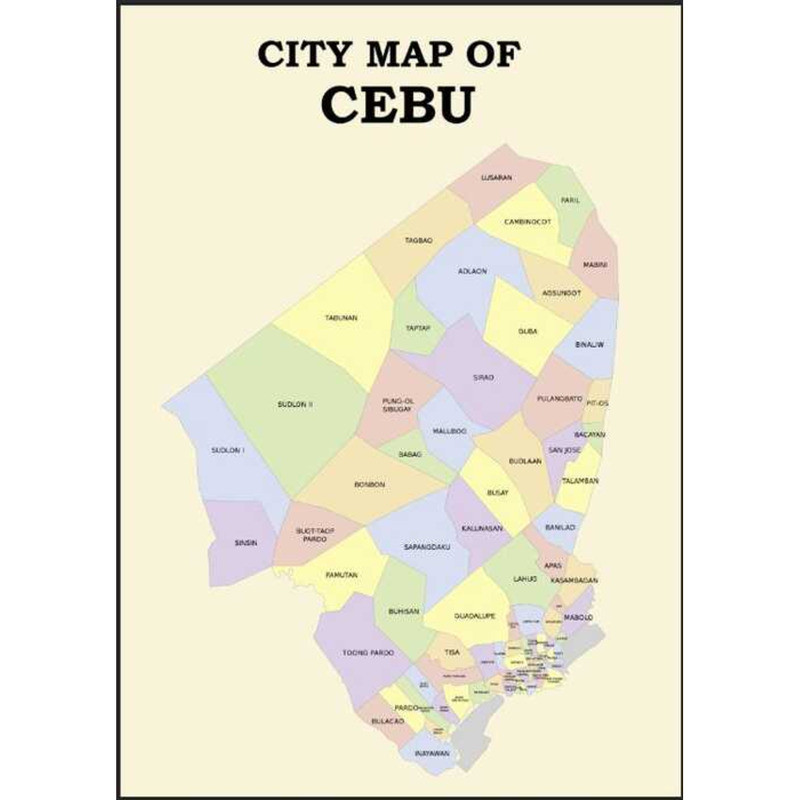 Cebu City Map Waterproof A4 Laminated Chart 3 4017B 46 | Shopee Philippines