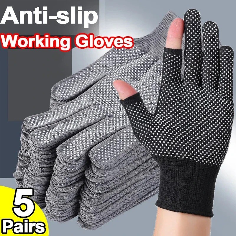 Anti slip Nylon Working Gloves Breathable Half Finger Gloves For ...
