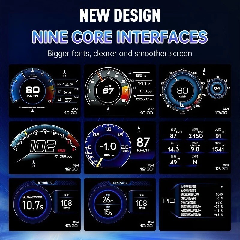 P6 OBD+GPS Dual System Head Up Display Car HUD Gauge Digital Obd2 Meter ...