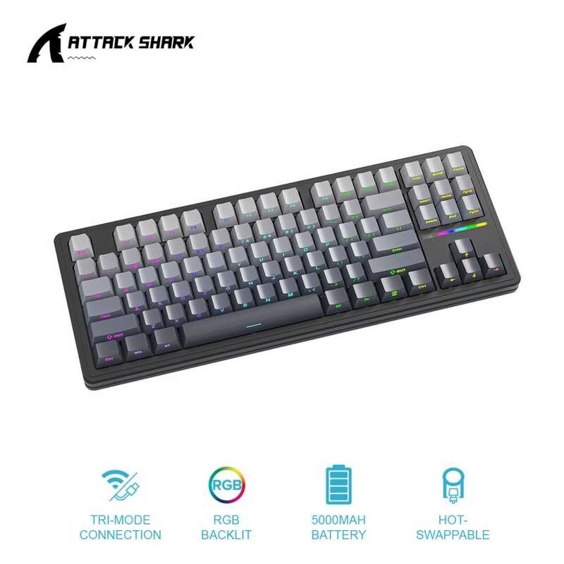 Attack Shark M87 PRO V2 Tri Mode Gasket Mounted Wireless Hot Swappable ...
