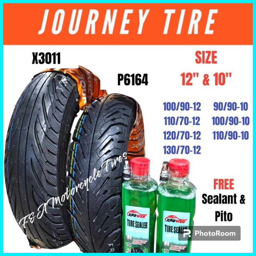 JOURNEY TIRE size 10" &12" Tubeless FREE SEALANT & PITO (for BURGMAN ...
