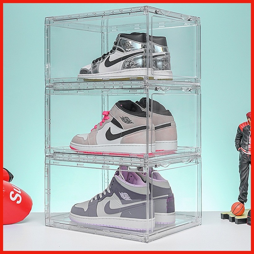 Shoe Box Transparent Magnetic Front Drop Shoe Box Acrylic Stackable ...