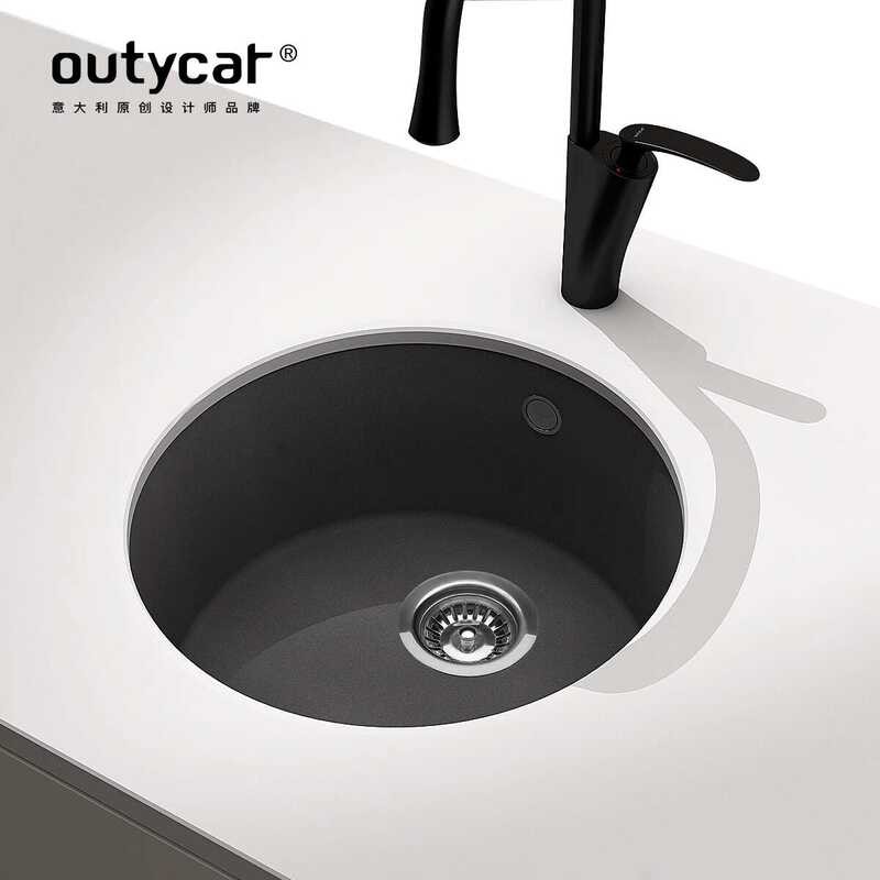 Round Granite Single Bowl Undermount Home Kitchen, Quartz Stone Sink ...