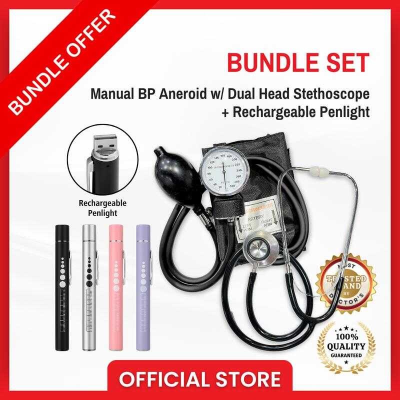[Bundle Set] Manual BP Aneroid + Dual Head Stethoscope Rechargeable ...