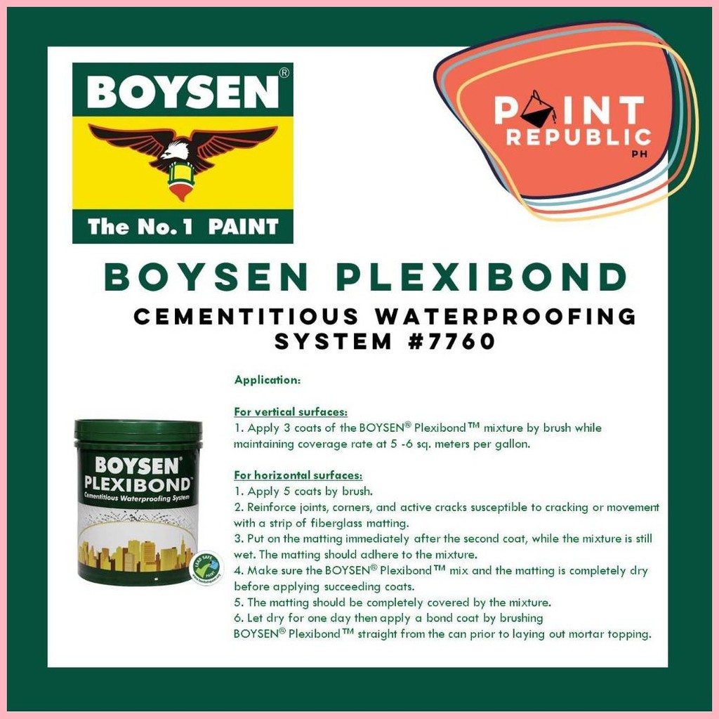 BOYSEN PLEXIBOND CEMENTITIOUS WATERPROOFING SYSTEM #7760 - 16L (TIN ...