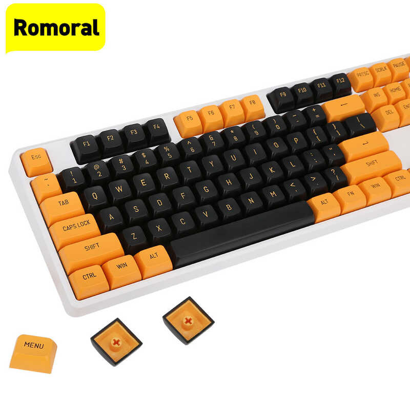 149 PBT Double-Shot Black Yellow CSA Profile Keycaps DIY English Key ...