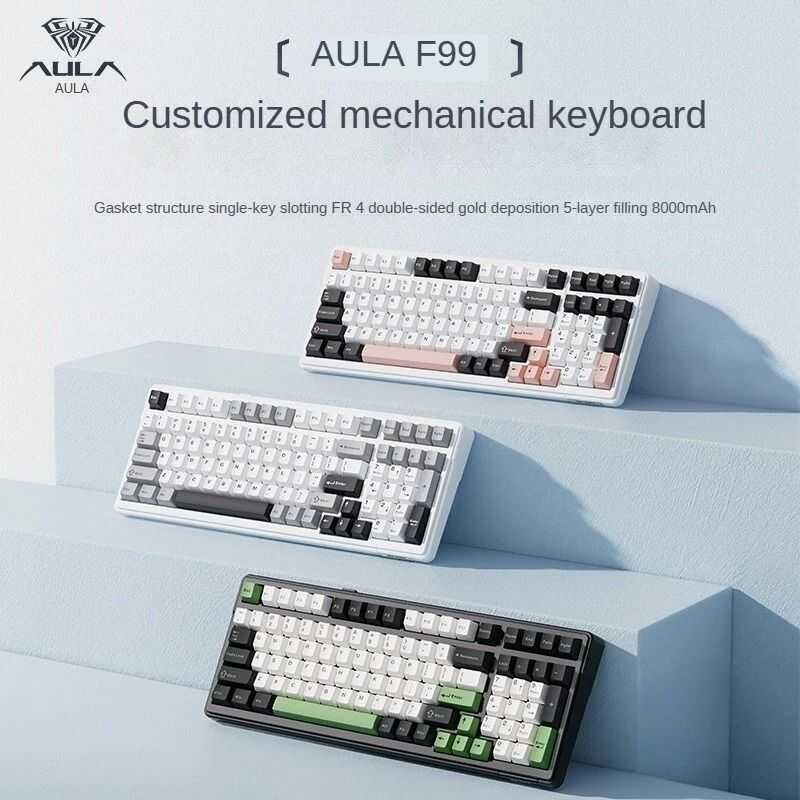 AULA F99 Mechanical Keyboard Customized 99 Keys The Three Mode ...