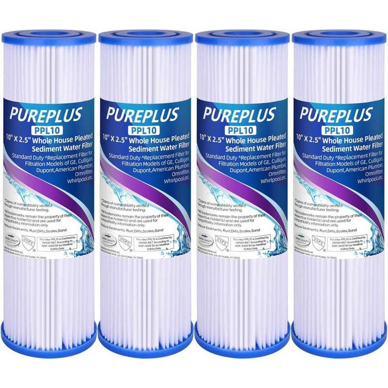 Tt PUREPLUS 5 Micron 10"X2.5" Whole House Pleated Sediment Filter Well ...