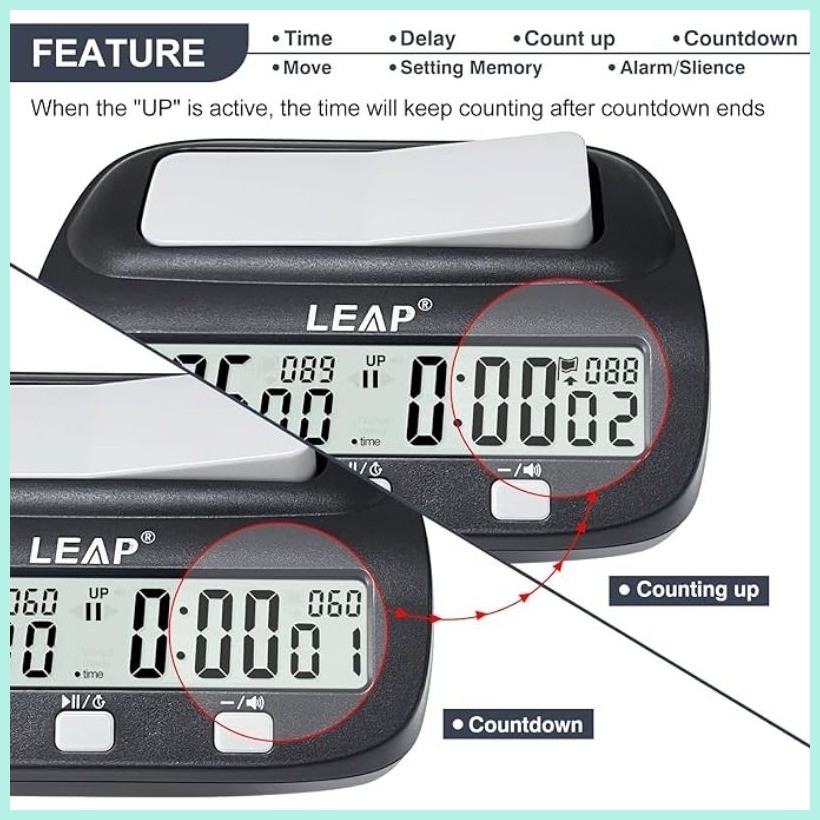 Leap PQ9923 chess clock timer upgraded Bigger screen with move counter ...