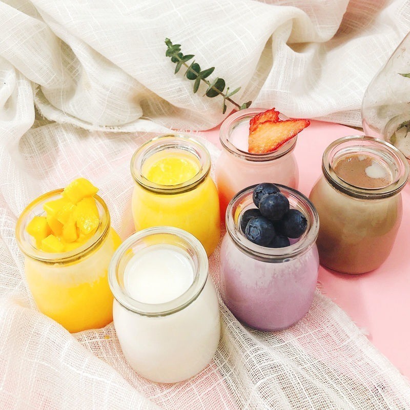 200ml Pudding Bottle With Lid Glass Jar With Cover Clear Yogurt Cup ...