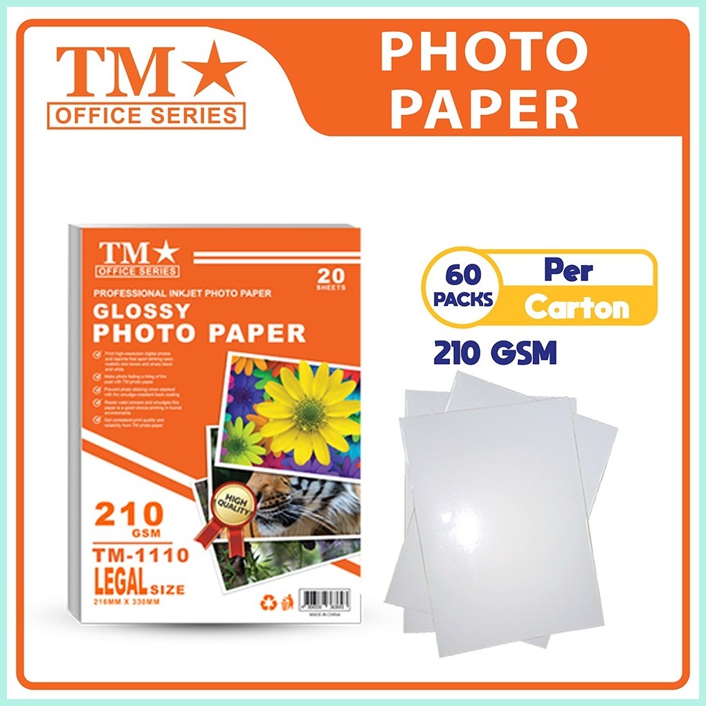 TM 60 packs Glossy Photo Paper Legal 210 GSM (TM-1110) | Shopee Philippines