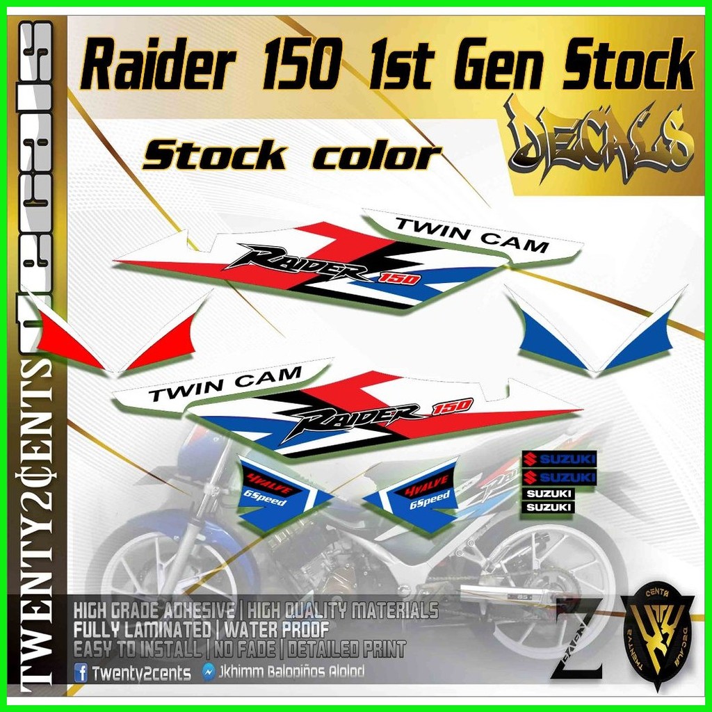 Suzuki Raider 150 1st gen High-Quality Decal Stickers ( Stock size ...
