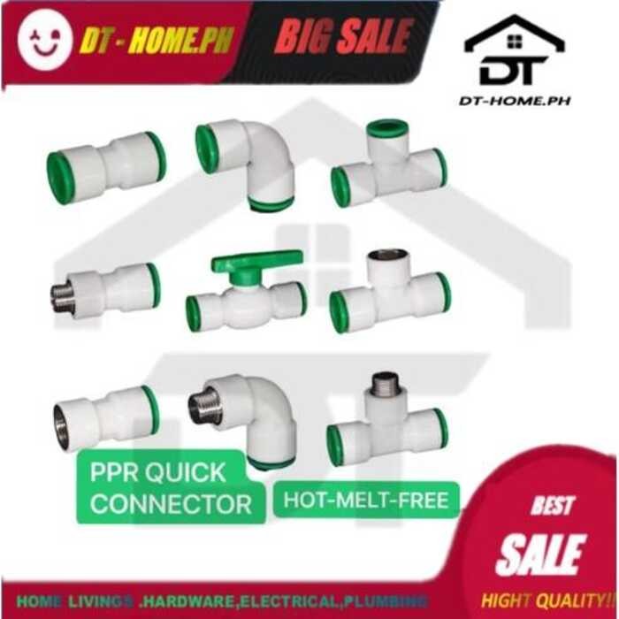 PPR QUICK CONNECTOR 1/2'' 3/4'' 1'' Hot-Melt-Free HOT & COLD WATER PIPE ...