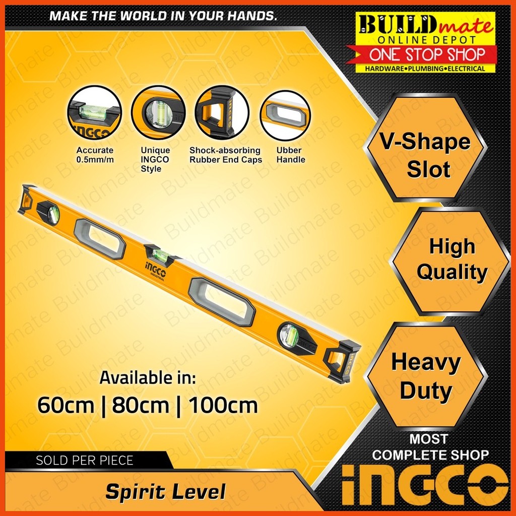 BUILDMATE Ingco Spirit Level Leveling Tool 1.5mm Thick w/ V-shape Slot ...