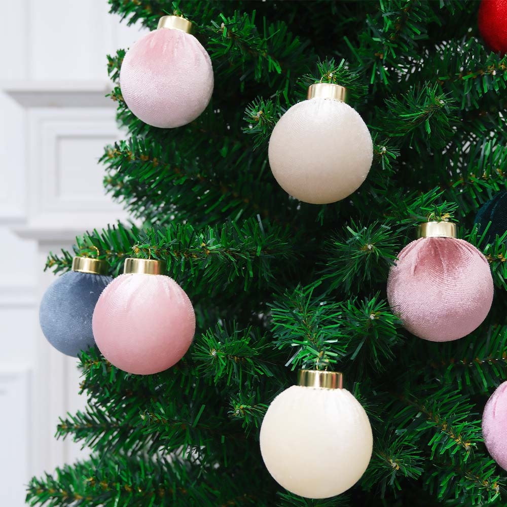 12PCS Xmas Balls Flocking Christmas Ball for Home Decor Shatterproof ...