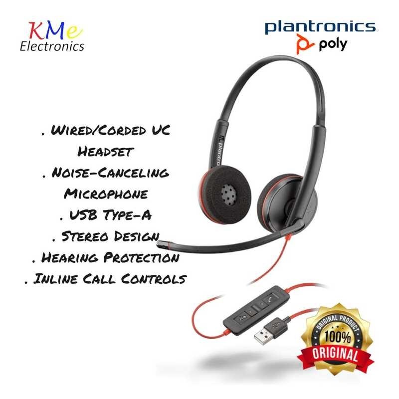 [Top Seller] Original Plantronics Poly Blackwire C3220 Wired Headset ...