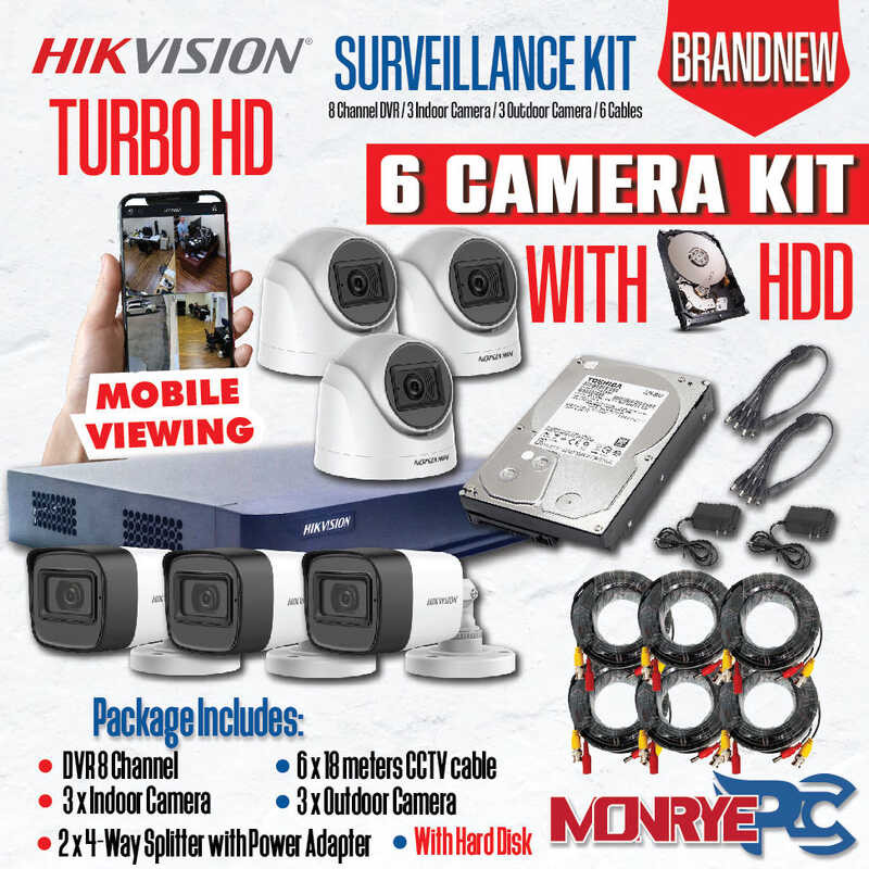 HIKVISION 6 CAMERA KIT BRAND NEW DVR 8 Channel WITH HARD DISK / CABLES ...