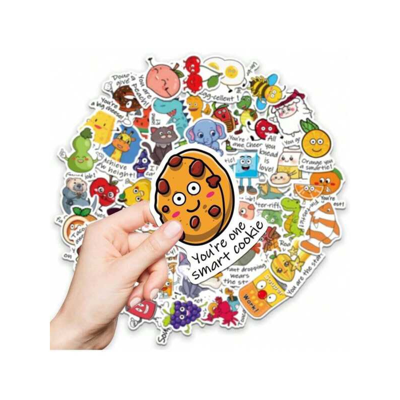50Pcs Motivational Animal & Fruit Stickers, Fun Text Reward Fruit ...