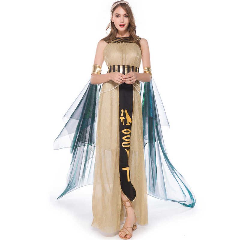 Xj Halloween Party Cleopatra Queen's Outfit Cosplay Cloak Greek Goddess ...